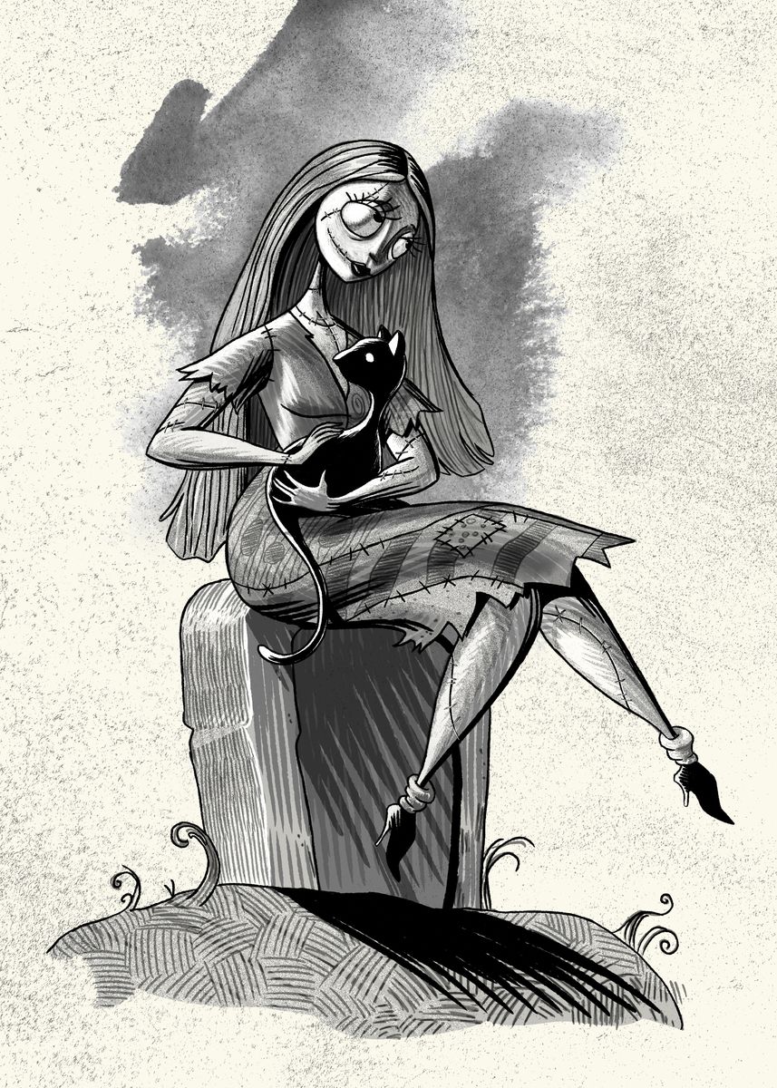 'Sally Cat Gravestone' Poster, picture, metal print, paint by Nightmare ...