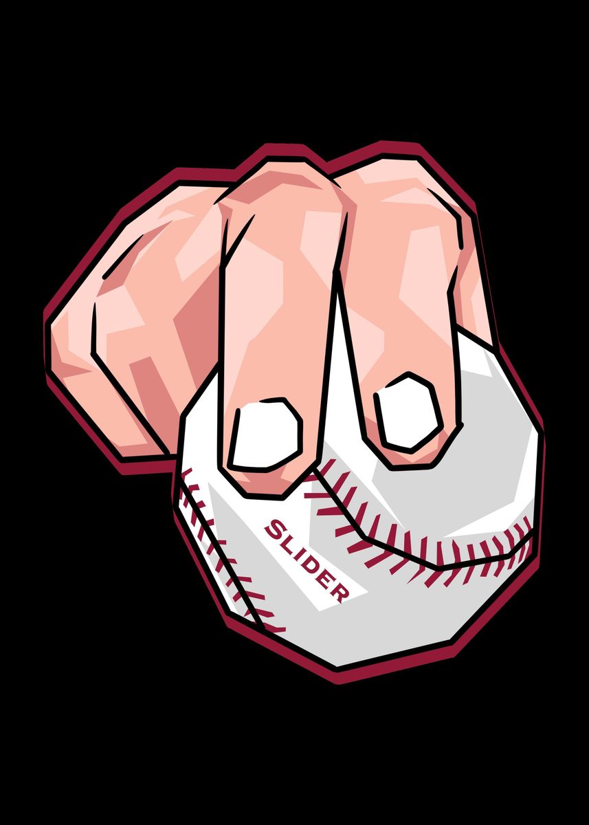 'Slider pitch grip baseball' Poster, picture, metal print, paint by ...