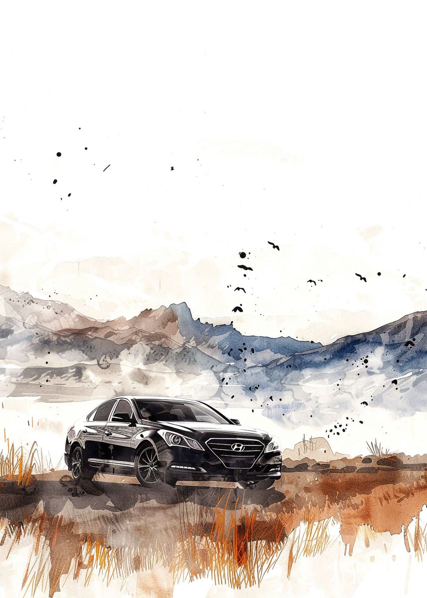 'Brush Stroke Hyundai Equus' Poster, picture, metal print, paint by ...