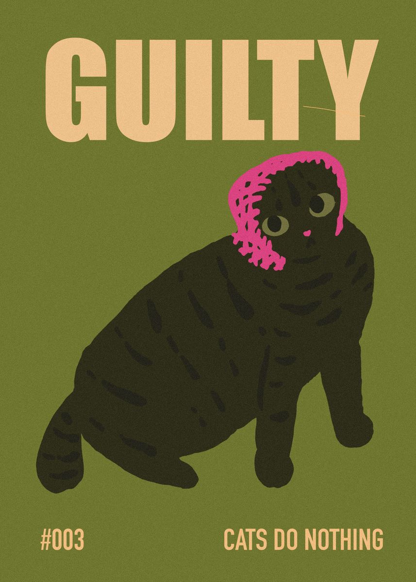 'Funny Cat with Guilty' Poster, picture, metal print, paint by Zoe Arts ...