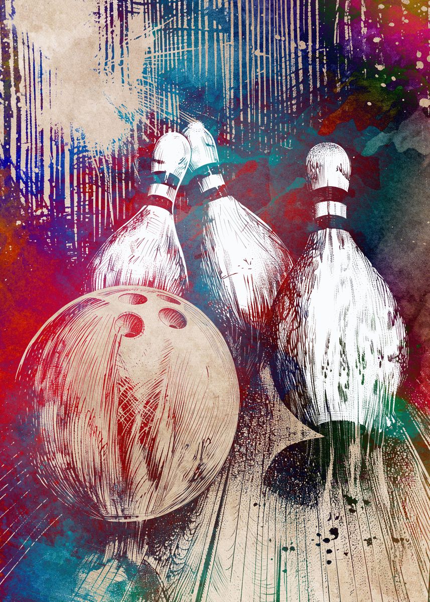 'Bowling sport art' Poster, picture, metal print, paint by JBJart ...
