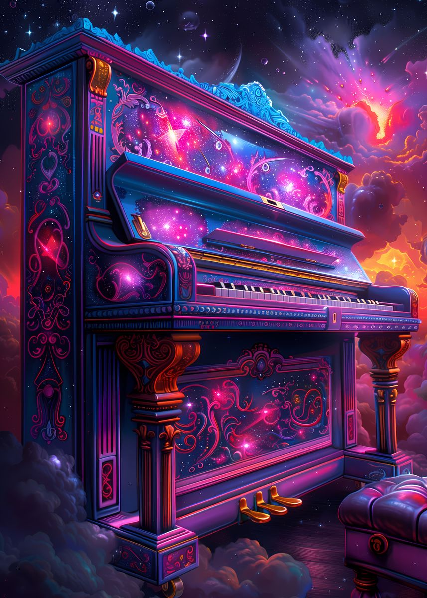 'Cosmic Piano Creative' Poster, picture, metal print, paint by ...