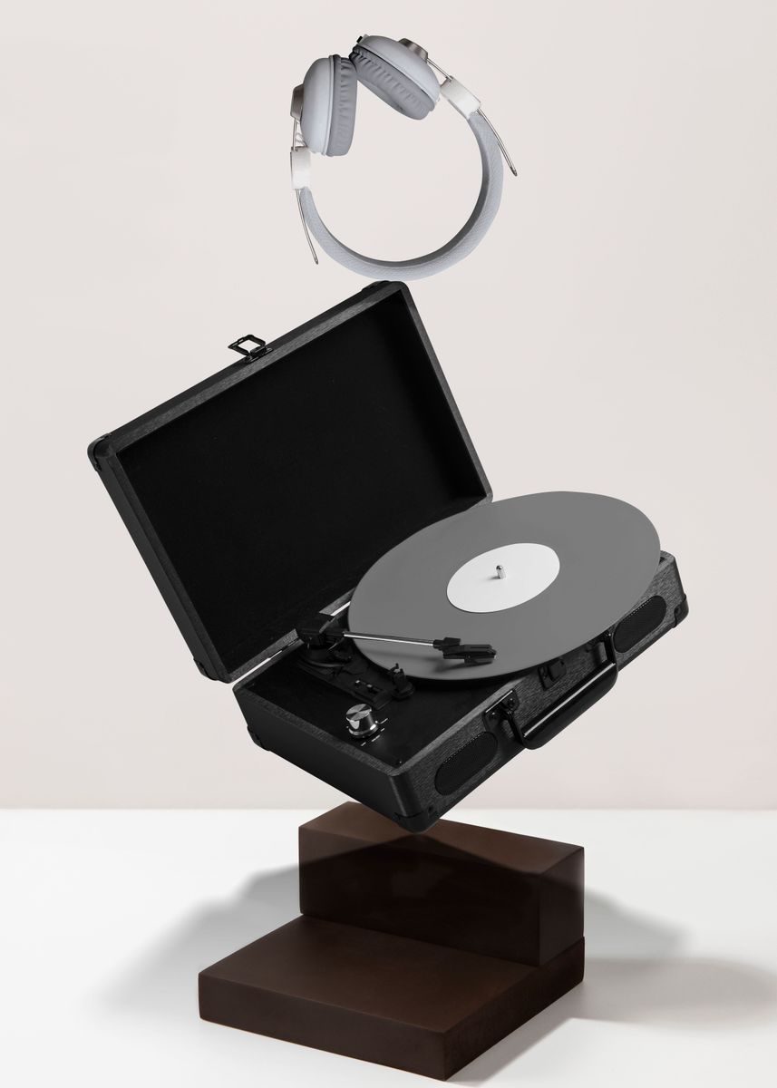 'Float Headphones Turntable' Poster, picture, metal print, paint by BT ...