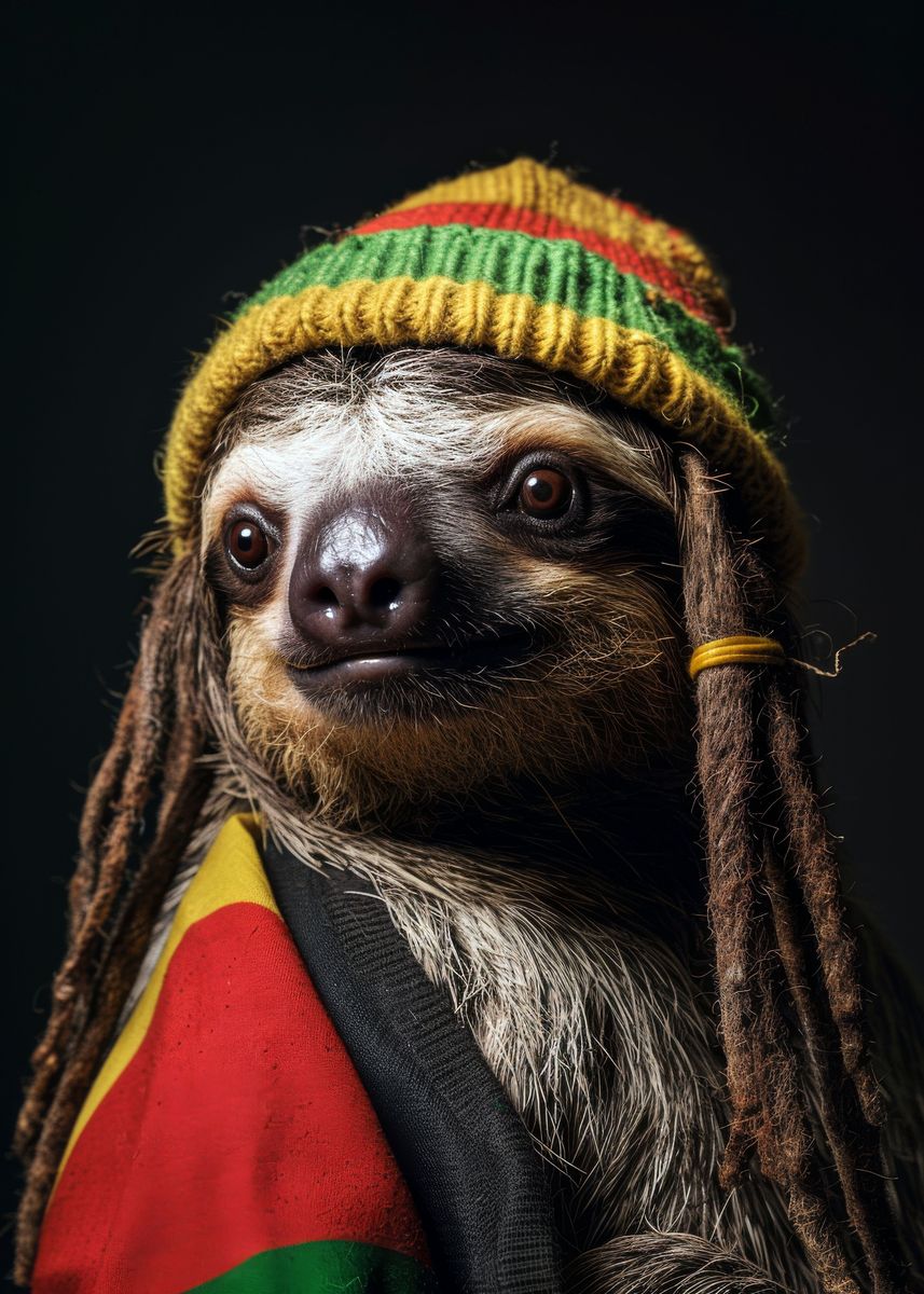 'Jamaican Sloth With Rasta' Poster, picture, metal print, paint by ...