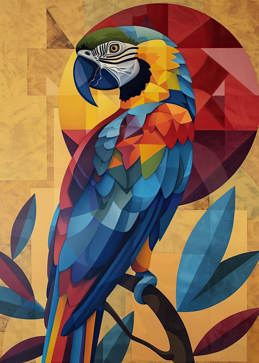 'Geometric Macaw Art' Poster, picture, metal print, paint by Mezma and ...