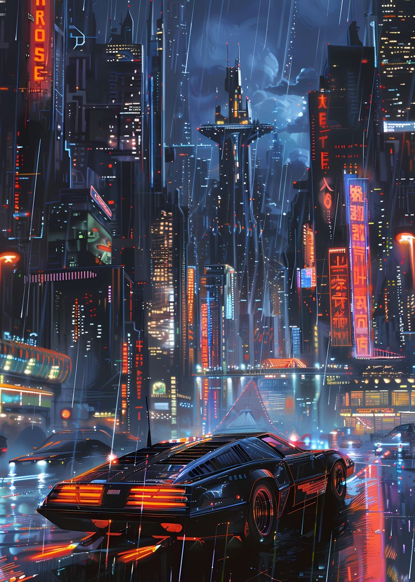 'Cyberpunk City Streets' Poster, picture, metal print, paint by Mari ...
