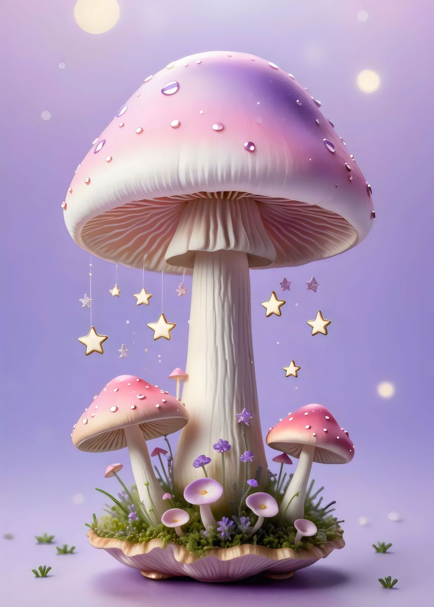 'Magical Floating Mushroom ' Poster, picture, metal print, paint by ...