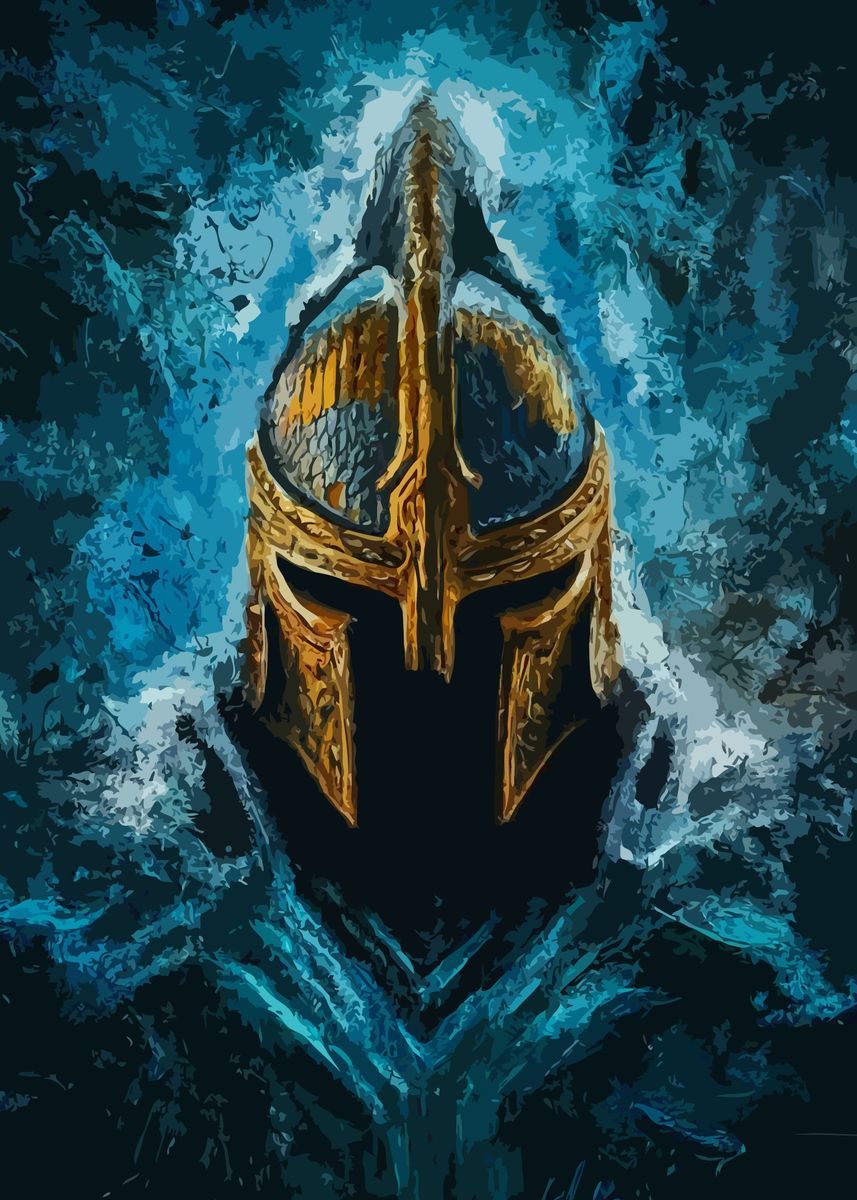 'Icy Blue Spartan Helmets' Poster, picture, metal print, paint by ...