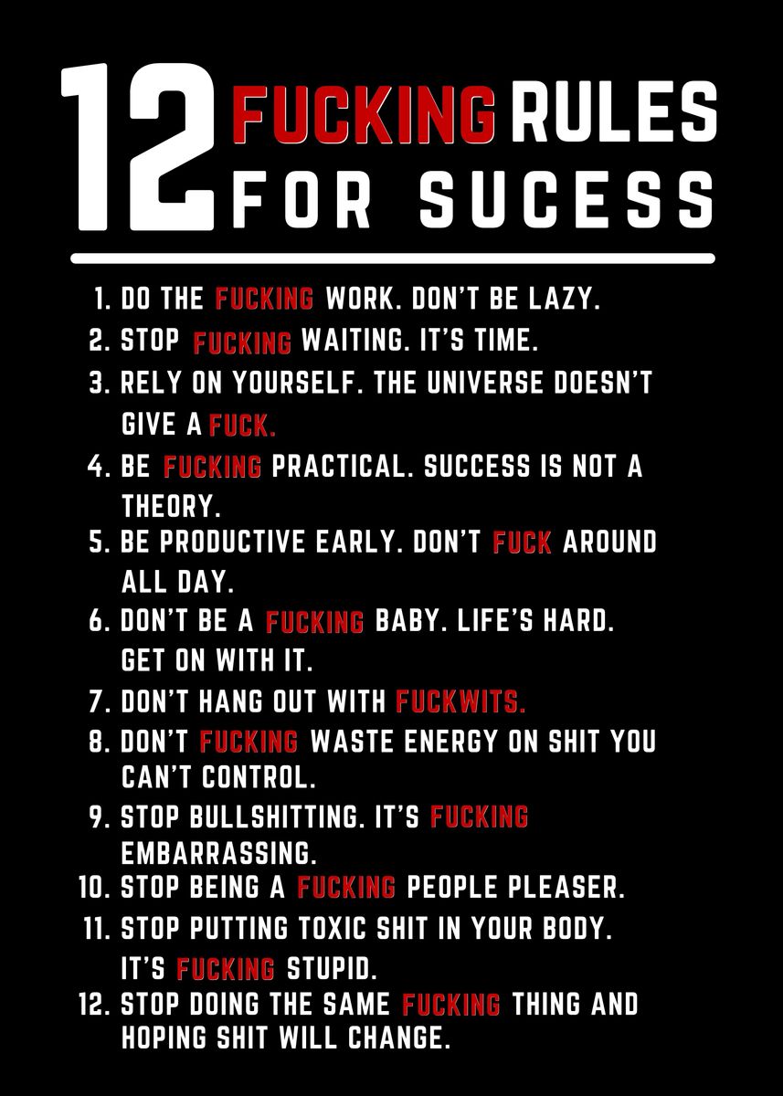 '12 Rules For Success' Poster, picture, metal print, paint by Tech ...