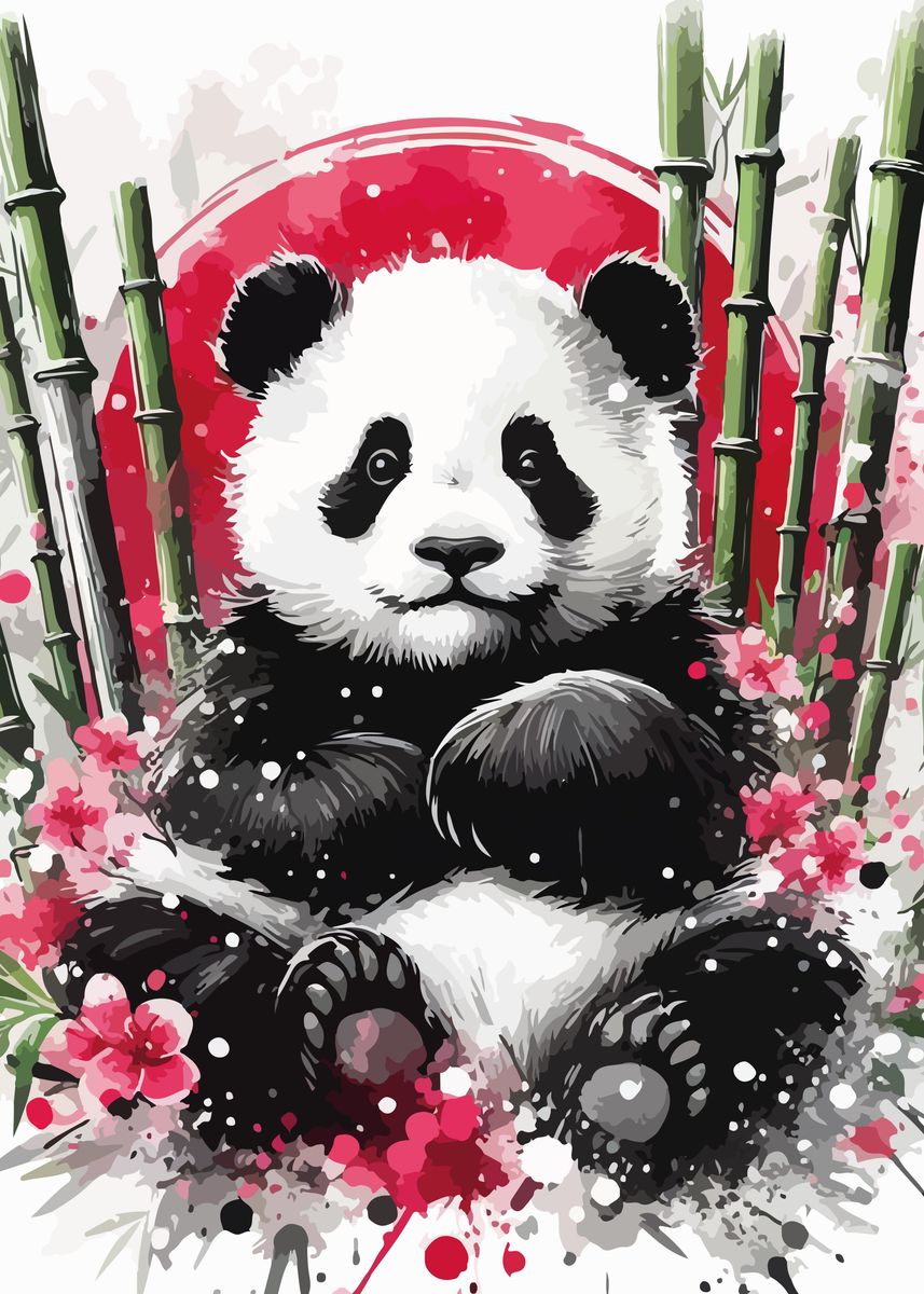 'cute panda' Poster, picture, metal print, paint by Uci Studio | Displate