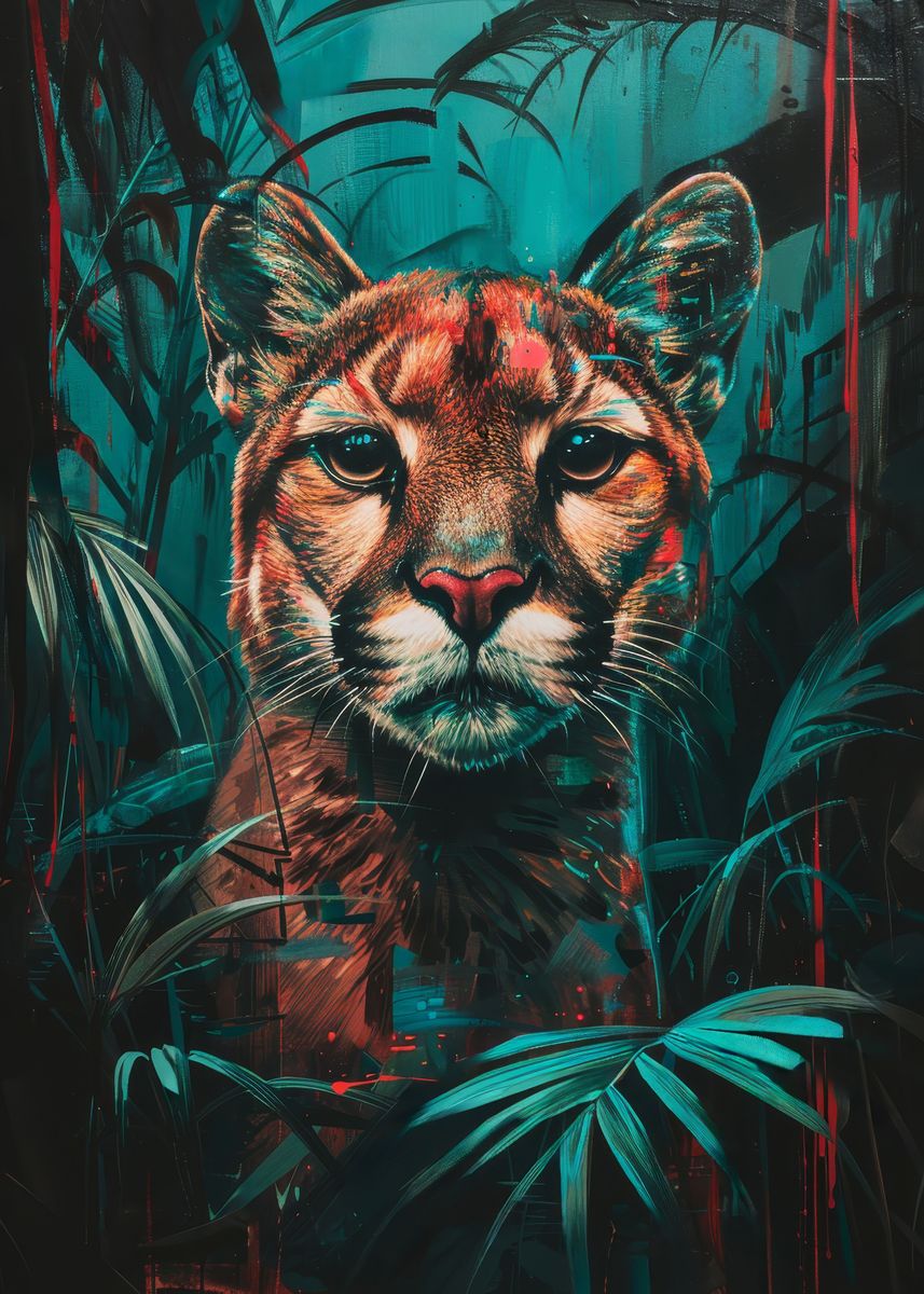 'Jungle Puma' Poster, picture, metal print, paint by Michael Mattler ...