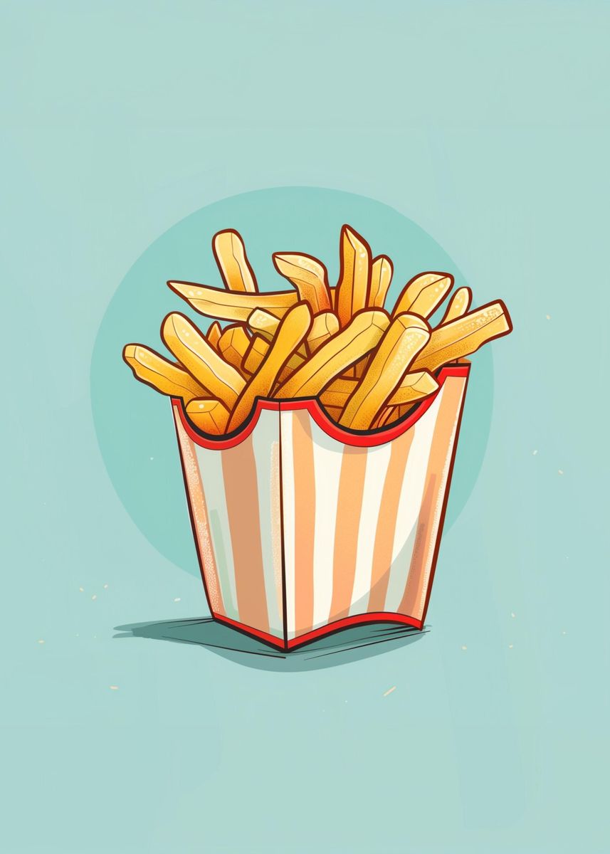 'Cartoon Pastel Fries' Poster, picture, metal print, paint by Sebastian ...