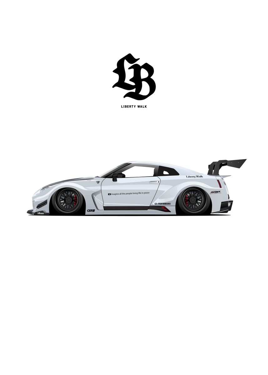 'Liberty Walk Nissan GTR' Poster, picture, metal print, paint by ...