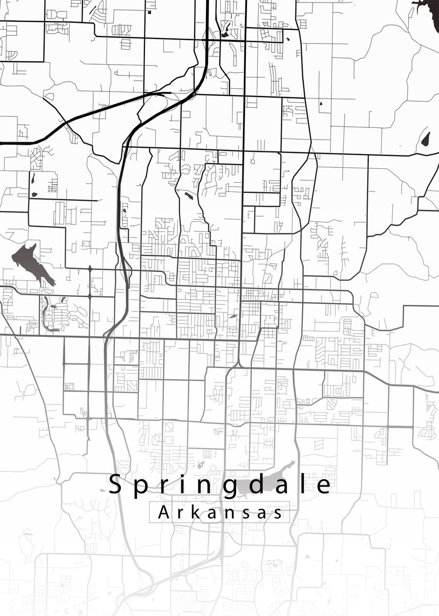 'Springdale Arkansas Map' Poster, picture, metal print, paint by ...