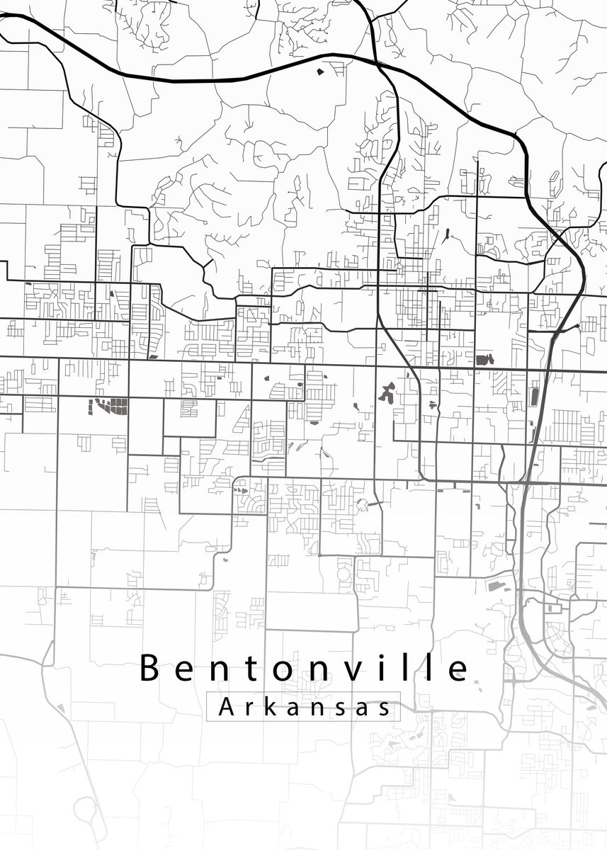 'Bentonville Arkansas Map' Poster, picture, metal print, paint by ...