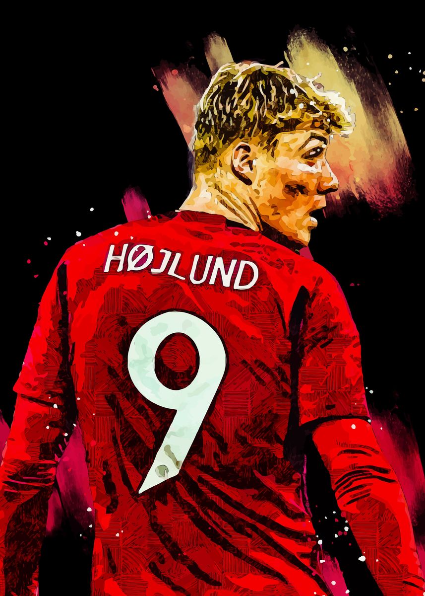 'R. Hojlund The Number 9' Poster, picture, metal print, paint by MASTER ...
