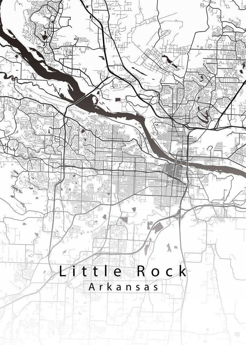 'Little Rock Arkansas Map' Poster, picture, metal print, paint by ...