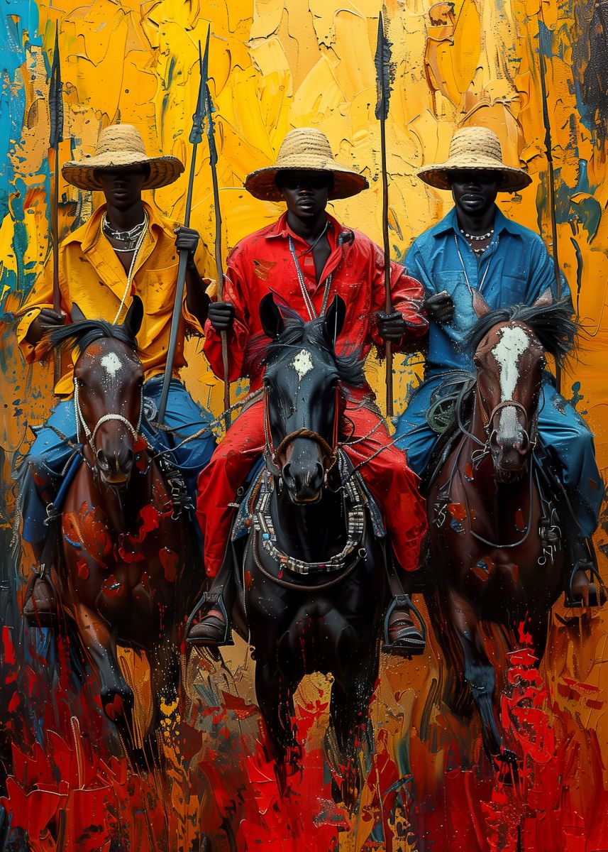 'African Tribesmen Ride' Poster, picture, metal print, paint by hassen ...