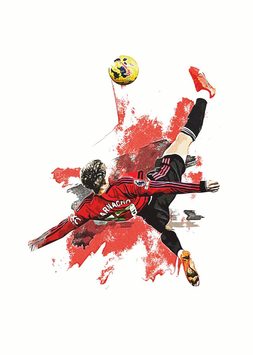 'Garnacho Bicycle Kick' Poster, picture, metal print, paint by Nguyen ...
