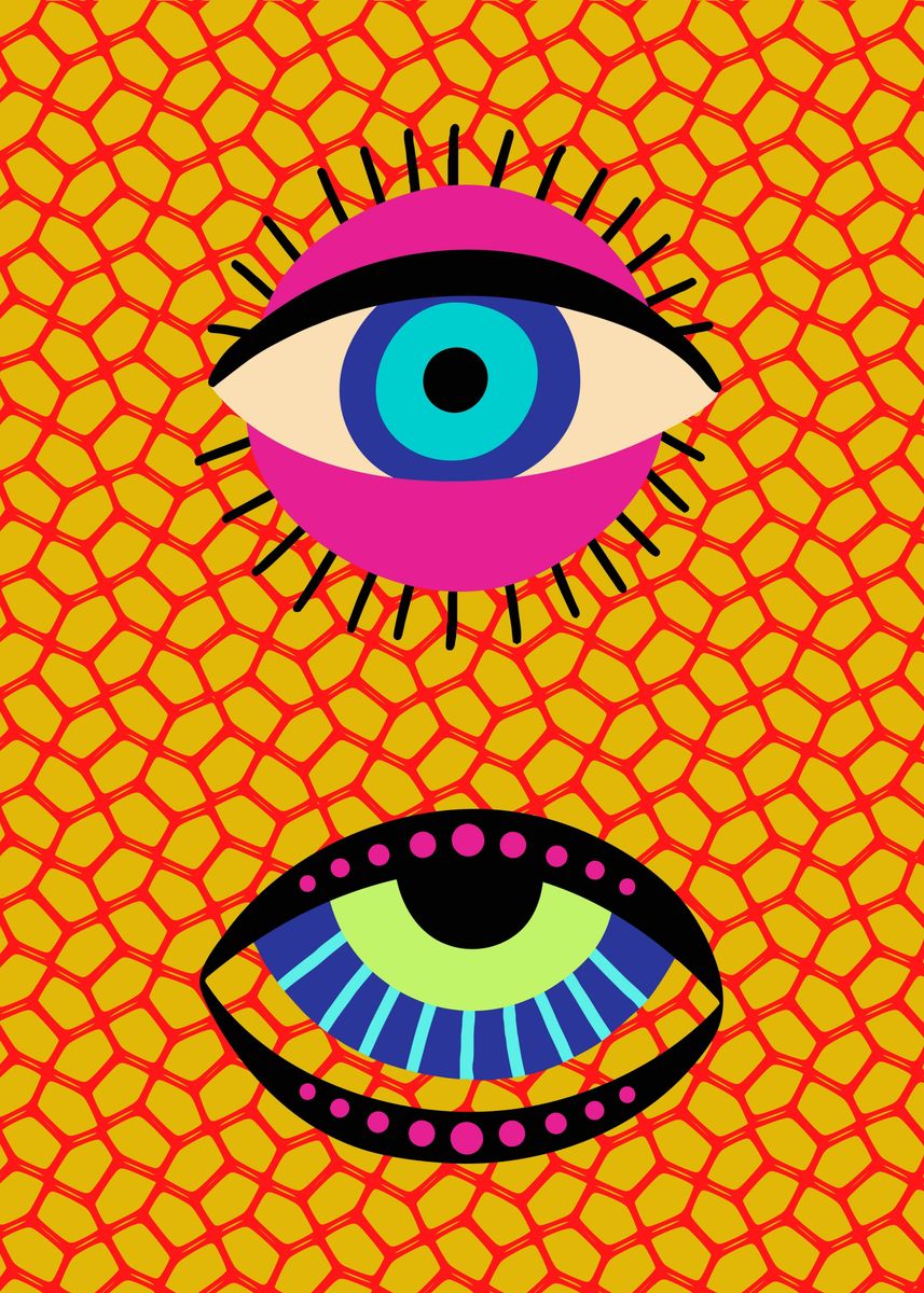 'Funky Evil Eyes' Poster, picture, metal print, paint by Gulden ...