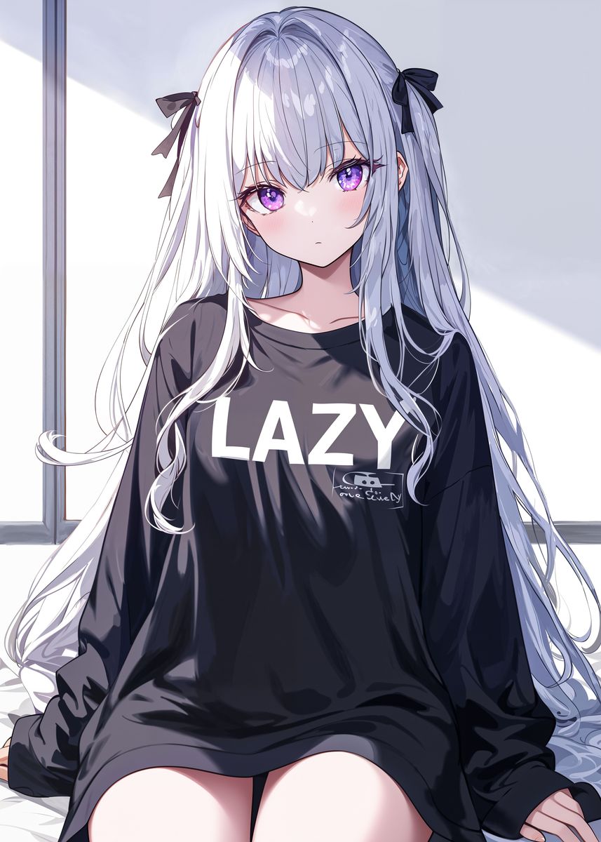'lazy anime girl' Poster, picture, metal print, paint by Adel S | Displate