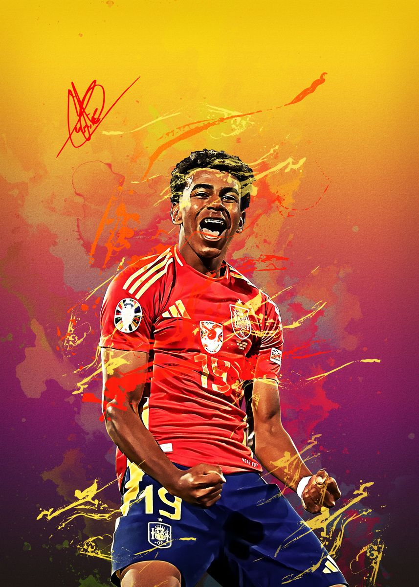 'Lamine Yamal ' Poster, picture, metal print, paint by Brian John ...