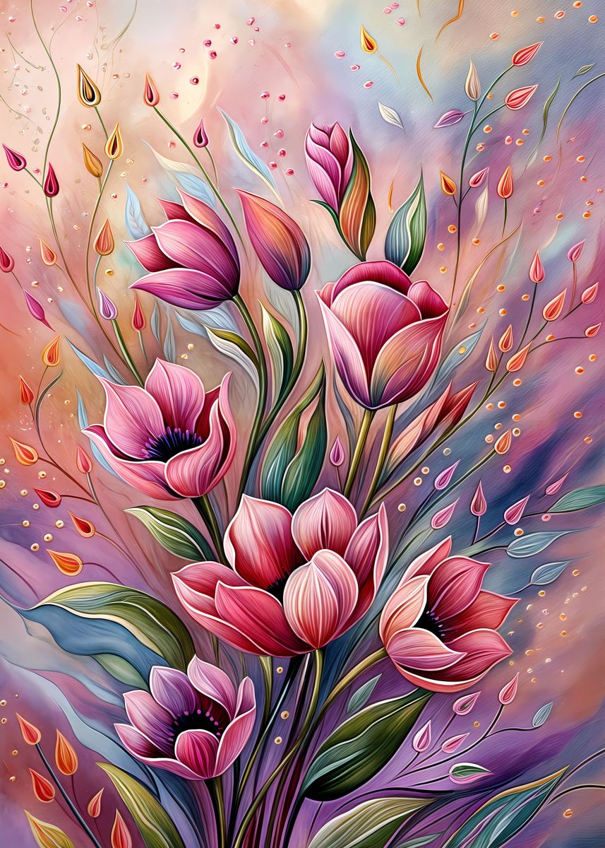 'Pink Blossom Flower' Poster, picture, metal print, paint by Jamestar ...