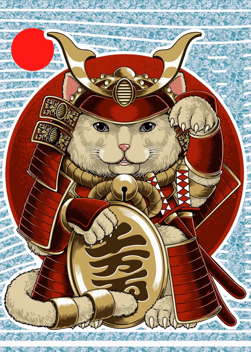 'Lucky Shogun cat' Poster, picture, metal print, paint by That one Guy ...