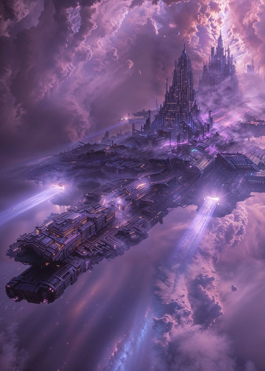 'Intergalactic Travel City' Poster, picture, metal print, paint by ...