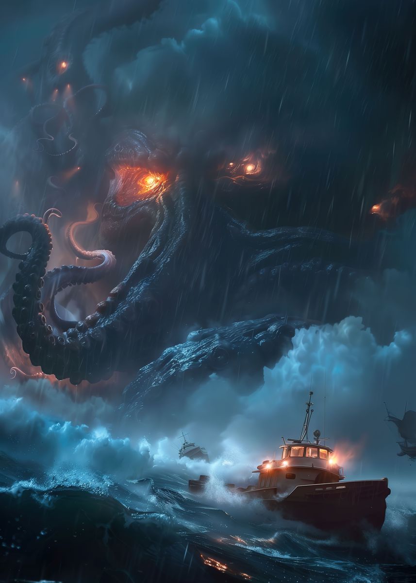'Storm of the Kraken' Poster, picture, metal print, paint by Powerful ...