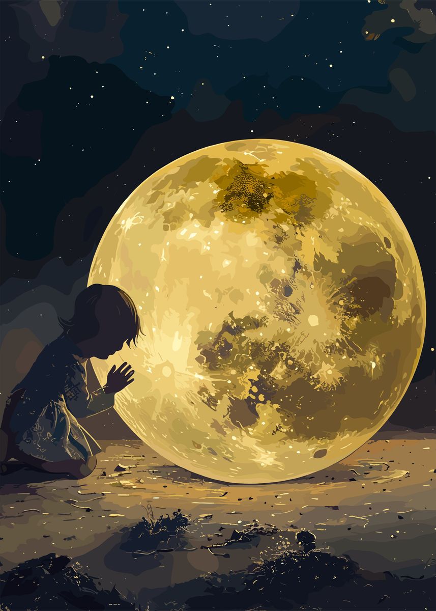 'Little Moon' Poster, picture, metal print, paint by Gomes Leonard ...