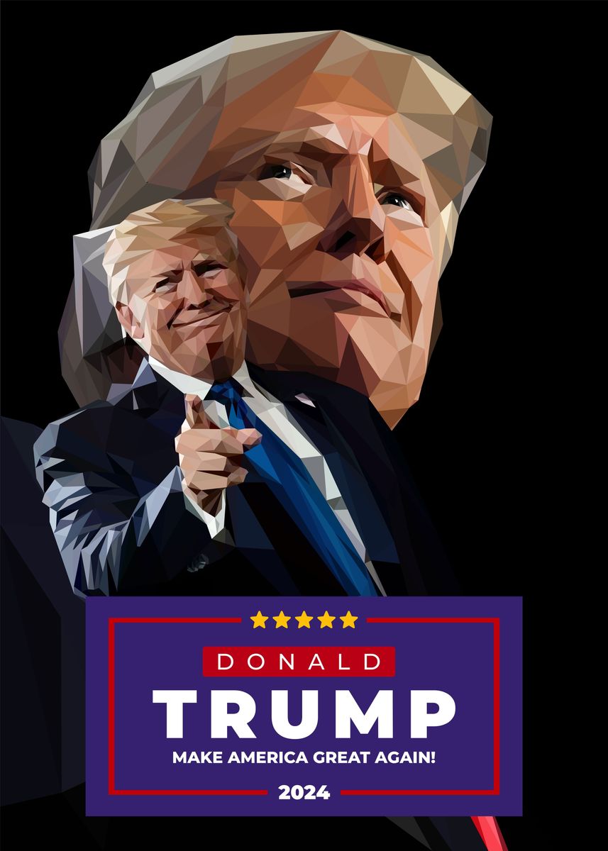 'trump' Poster, picture, metal print, paint by Lowpoly Posters | Displate