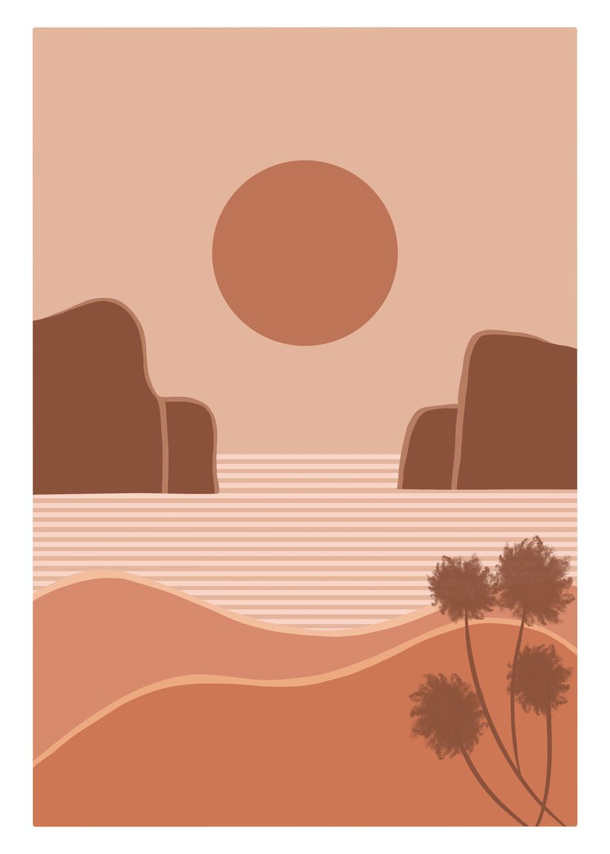 'Warm beach sunset ' Poster, picture, metal print, paint by Lucie ...