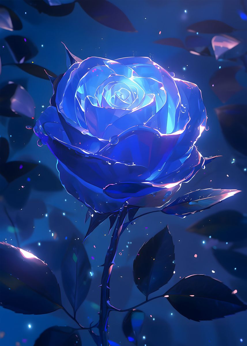 'Blue Rose' Poster, picture, metal print, paint by Elily | Displate