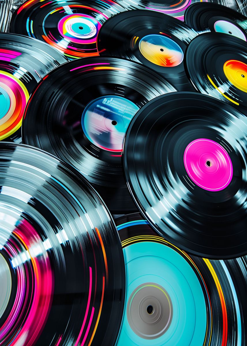 'Colorful Vinyl Records' Poster, picture, metal print, paint by ...