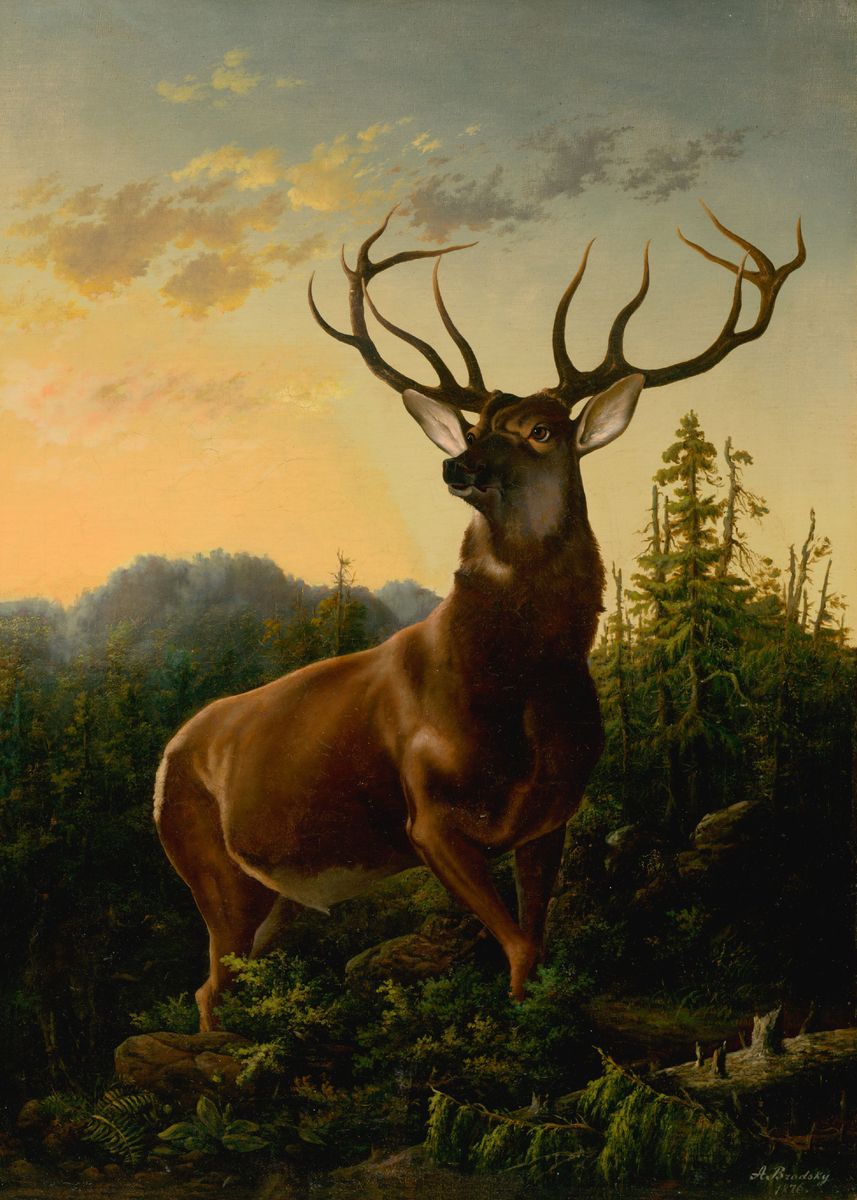 'Deer in Forest' Poster, picture, metal print, paint by Portokalis ...