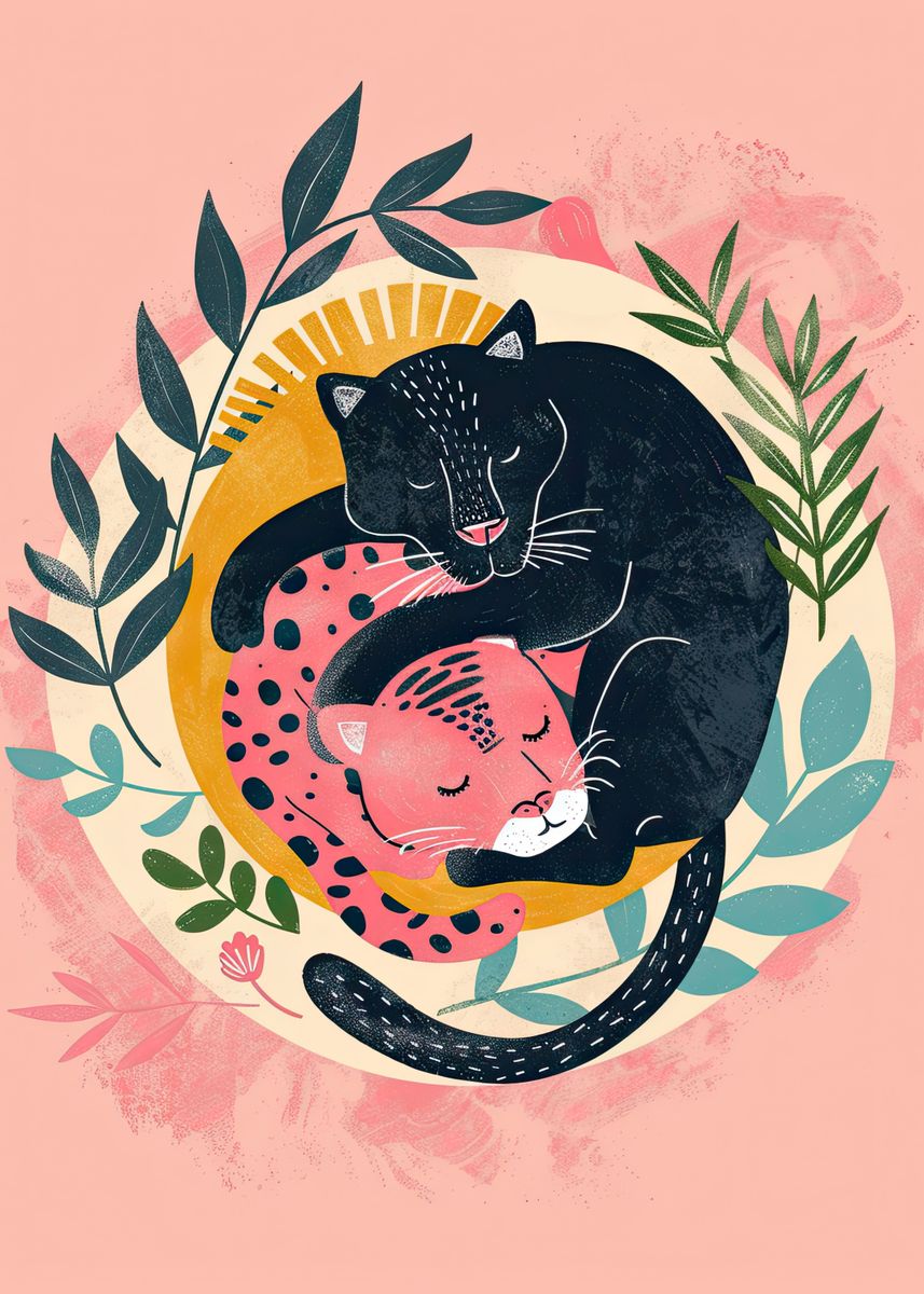 'Pastel Yin Yang Leopards' Poster, picture, metal print, paint by ...