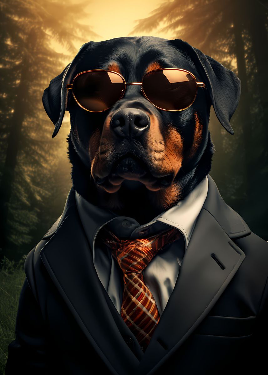 'Gentleman Rottweiler' Poster, picture, metal print, paint by Autophil ...