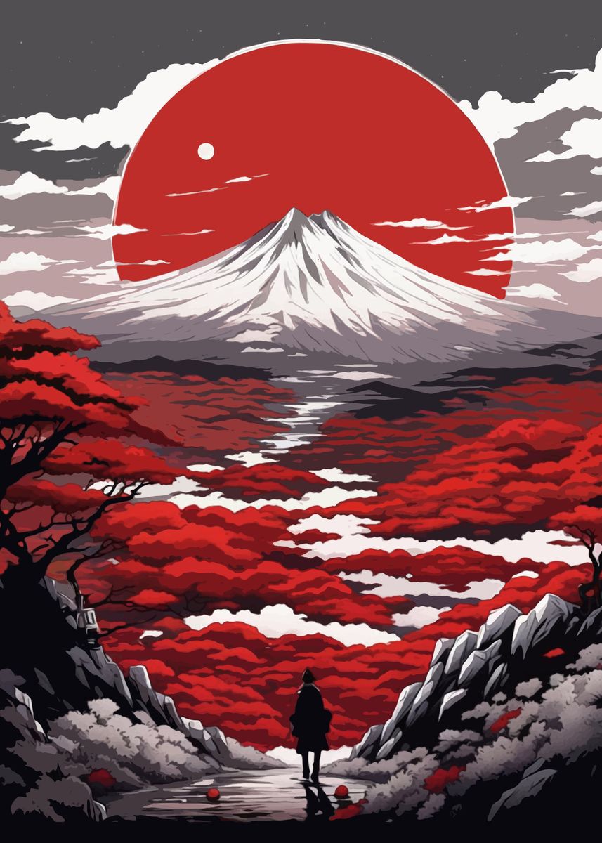 'Red mountain ' Poster, picture, metal print, paint by Art Creative ...