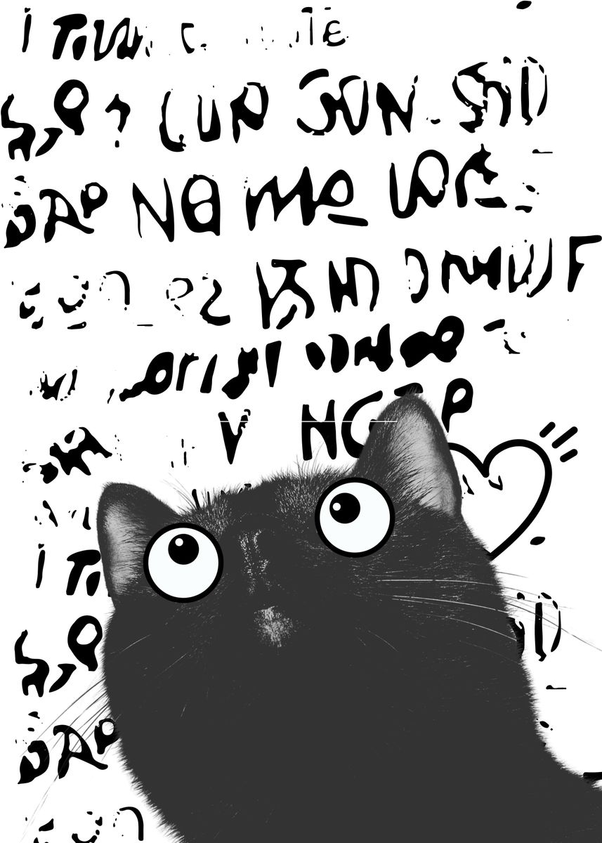 'black cat funny cartoon' Poster, picture, metal print, paint by EDSON ...