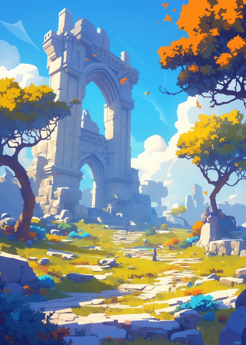 'Magic Ruins Landscape' Poster, picture, metal print, paint by PRX ...