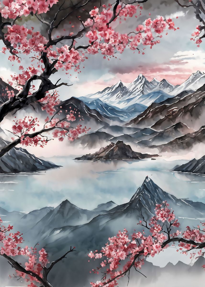 'Painted Chinese landscape' Poster, picture, metal print, paint by TOP ...