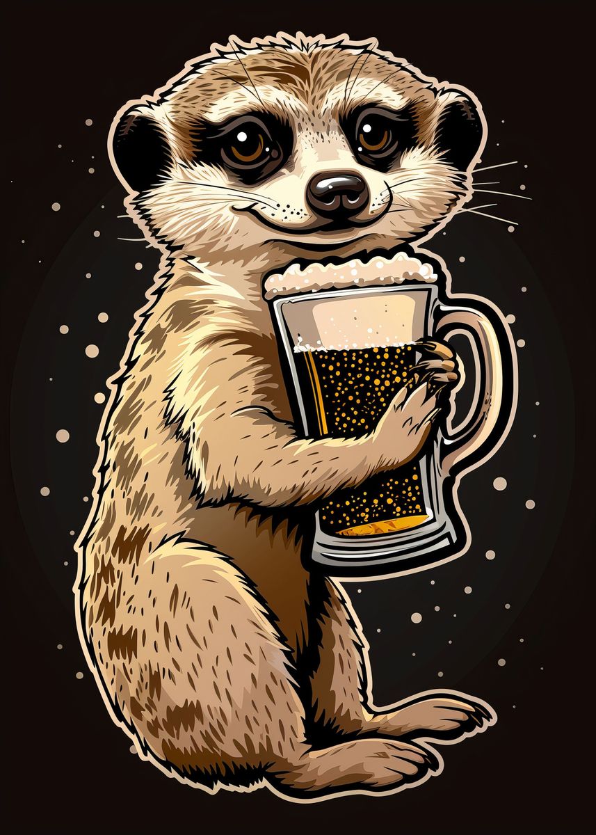 'Meerkat Beer' Poster, picture, metal print, paint by Henning Seiffert ...
