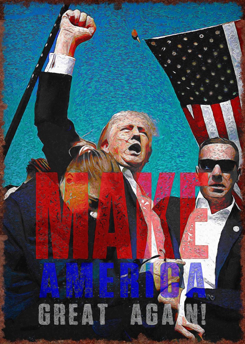 'make america grean again' Poster, picture, metal print, paint by Exclusive Metal Printz | Displate