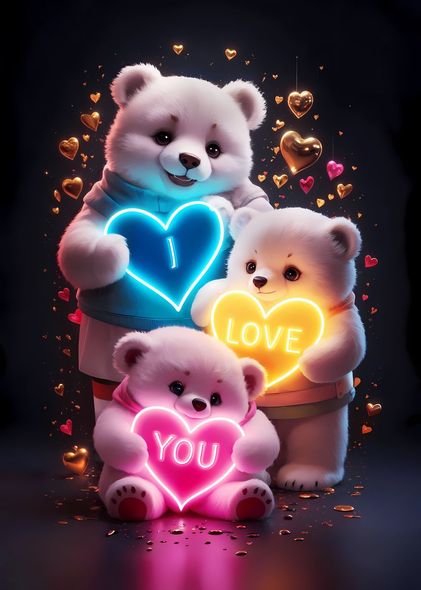 'I Love You Bears' Poster, picture, metal print, paint by Luong Phat ...