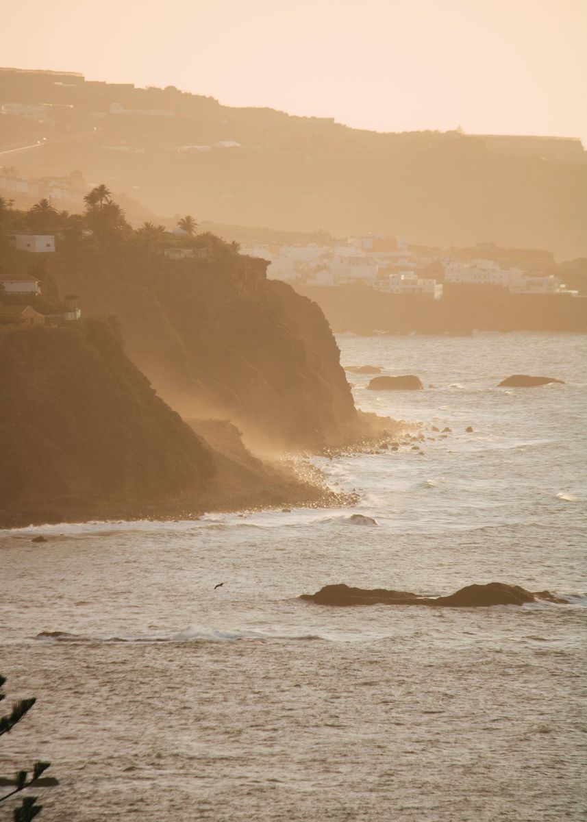 'Sunset Coastal Cliffside' Poster, picture, metal print, paint by ...