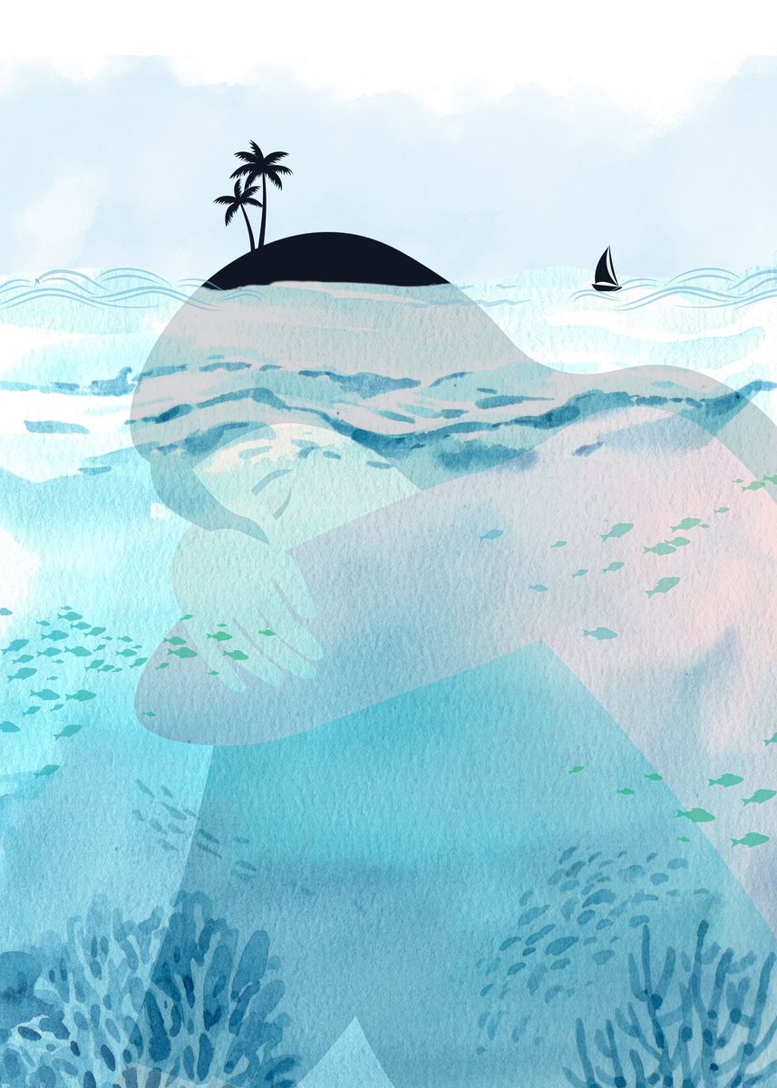 'Loneliness' Poster, picture, metal print, paint by NIZAM KHAN | Displate