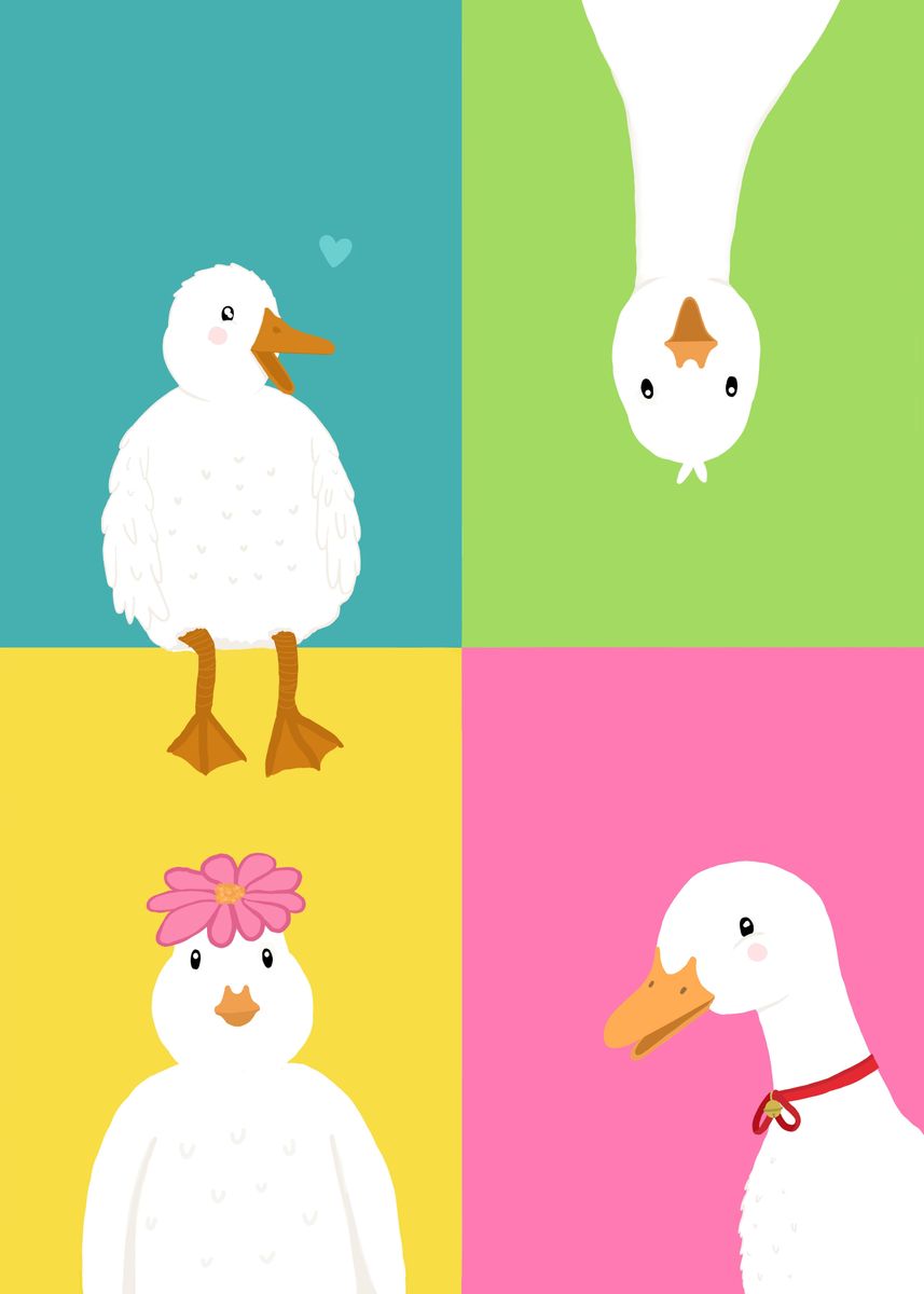 'Duckies' Poster, picture, metal print, paint by SADI | Displate