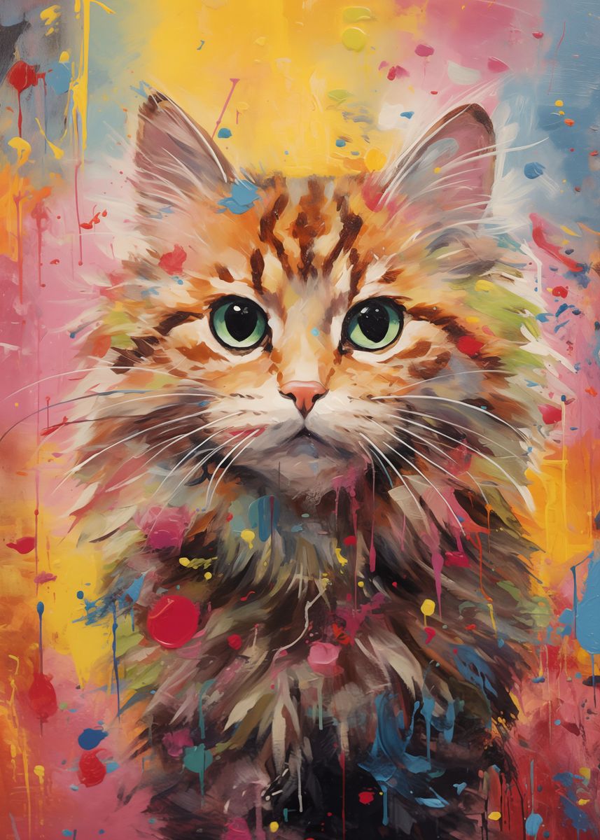'Kitty No5' Poster, picture, metal print, paint by Boot Hill | Displate