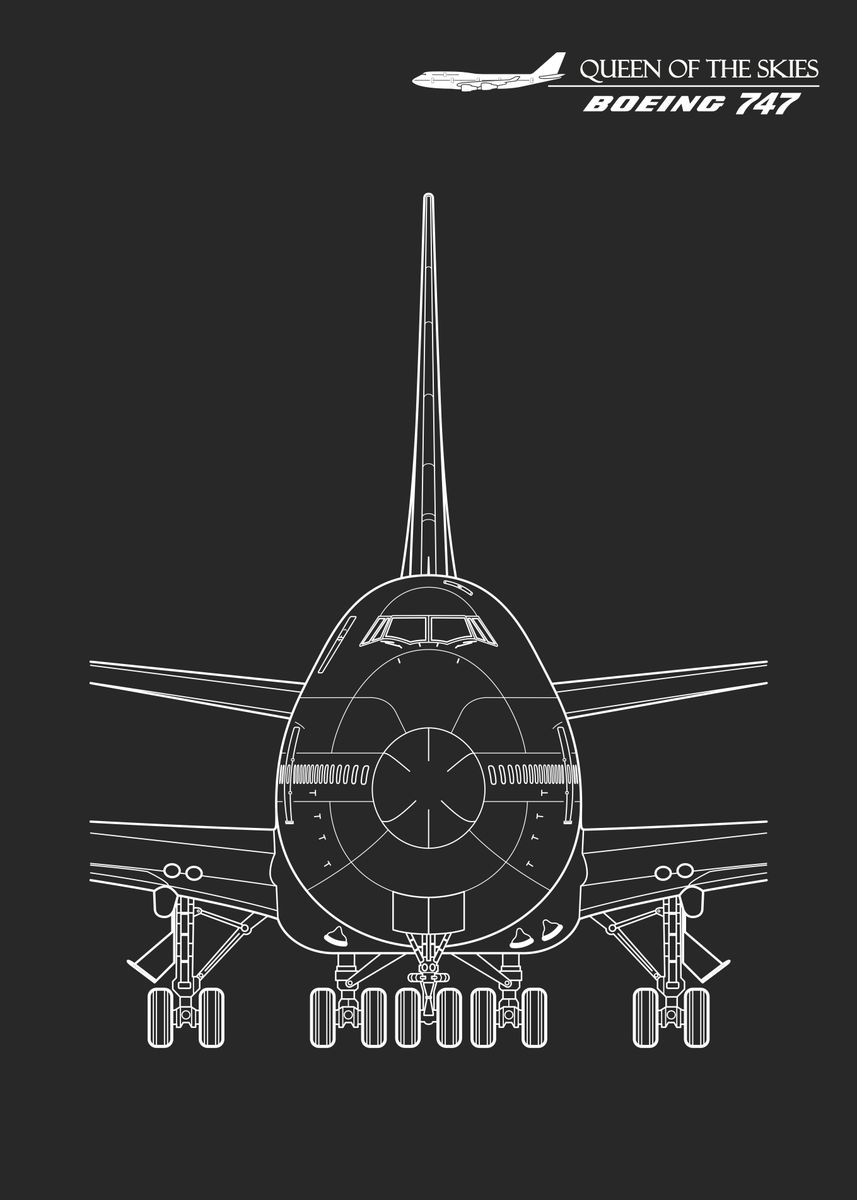 'Boeing 747 Jumbo Blueprint' Poster, picture, metal print, paint by CHE ...